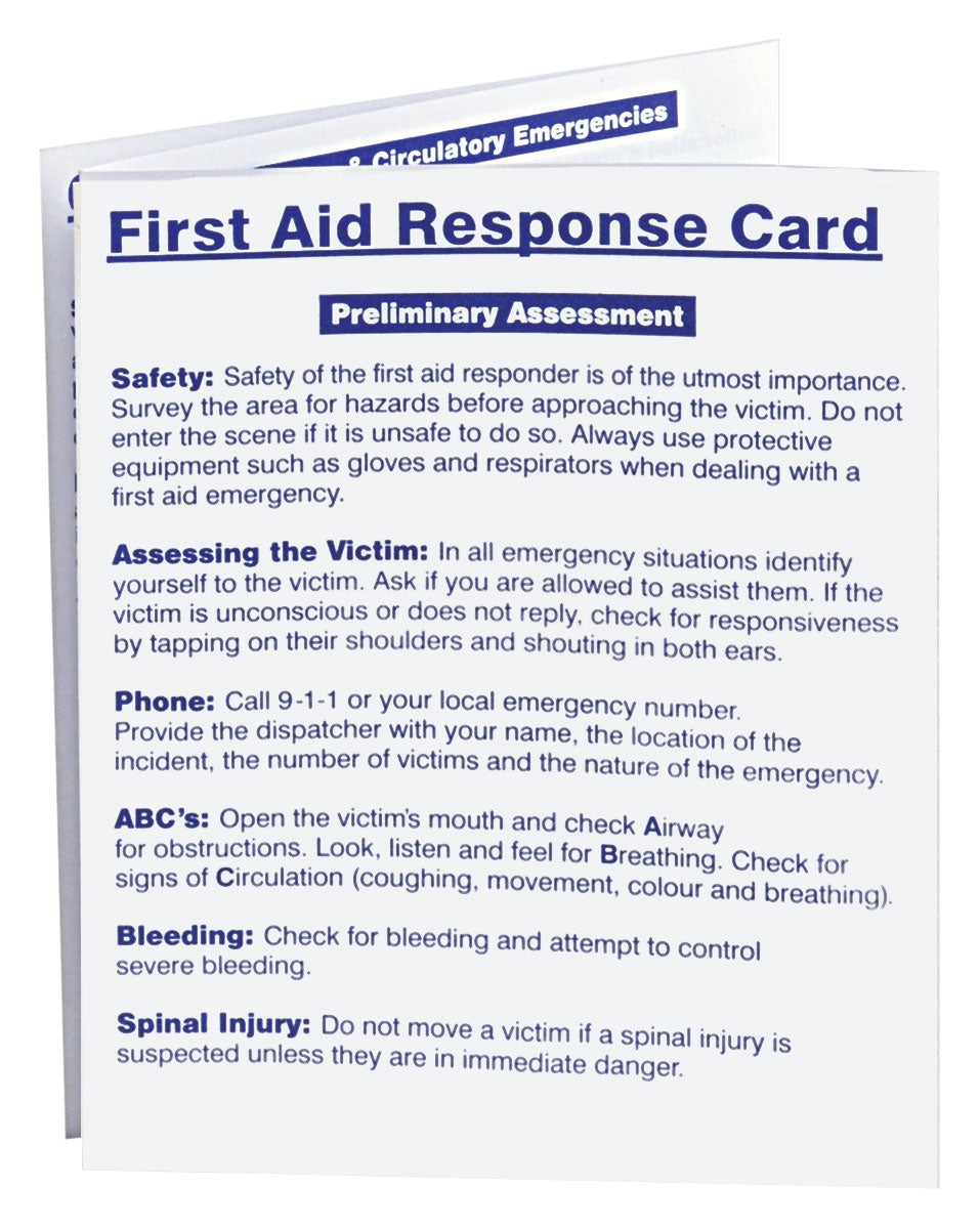 FIRST AID RESPONSE CARD (ENGLISH/FRENCH) - First Aid Direct