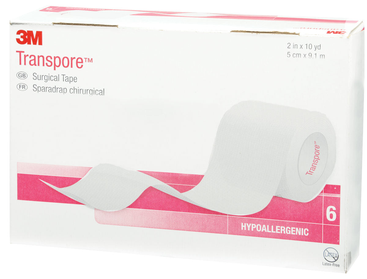 TRANSPORE SURGICAL PLASTIC TAPE - 5.1 cm x 9.1 m 6/BOX - First Aid Direct