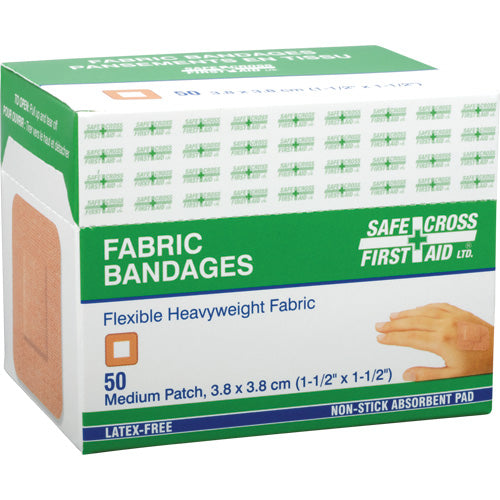 FABRIC BANDAGES - SMALL PATCH 3.8 x 3.8 cm 50/BOX - First Aid Direct