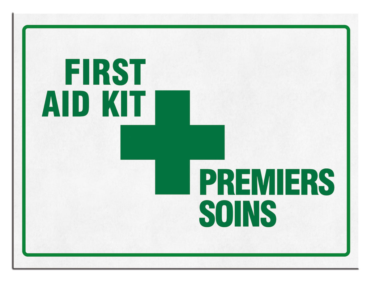 "FIRST AID KIT" SIGN (ENGLISH/FRENCH) - First Aid Direct
